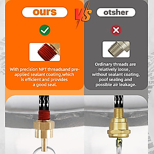 HASAOMOI 2PCS Air Tank Drain Valve Plug Fitting 1/4" NPT with 60" Cable Valve, Air Brake Reservoir Air Compressor Drain Valve For Semi Trucks