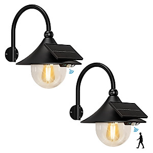 Aqonsie Solar Barn Lights Outdoor with 3 Lighting Modes & Motion Sensor, Wall Mount Rustic Vintage Solar Shed Light Outdoor, Waterproof Outdoor Solar Wall Light for Barn, Shed, Chicken coop, Patio