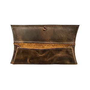 Hide & Drink, Rustic Leather Pencil Case (Small Personal Items) Artist Carpenter Slim Roll Handmade :: Bourbon Brown