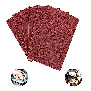 Red Scuff Pads - 6Pcs Scotch Brite 7447 - Very Fine Grade Hand Pads General Purpose Sanding Hand Pads 200 x 125mm/8" x 5"
