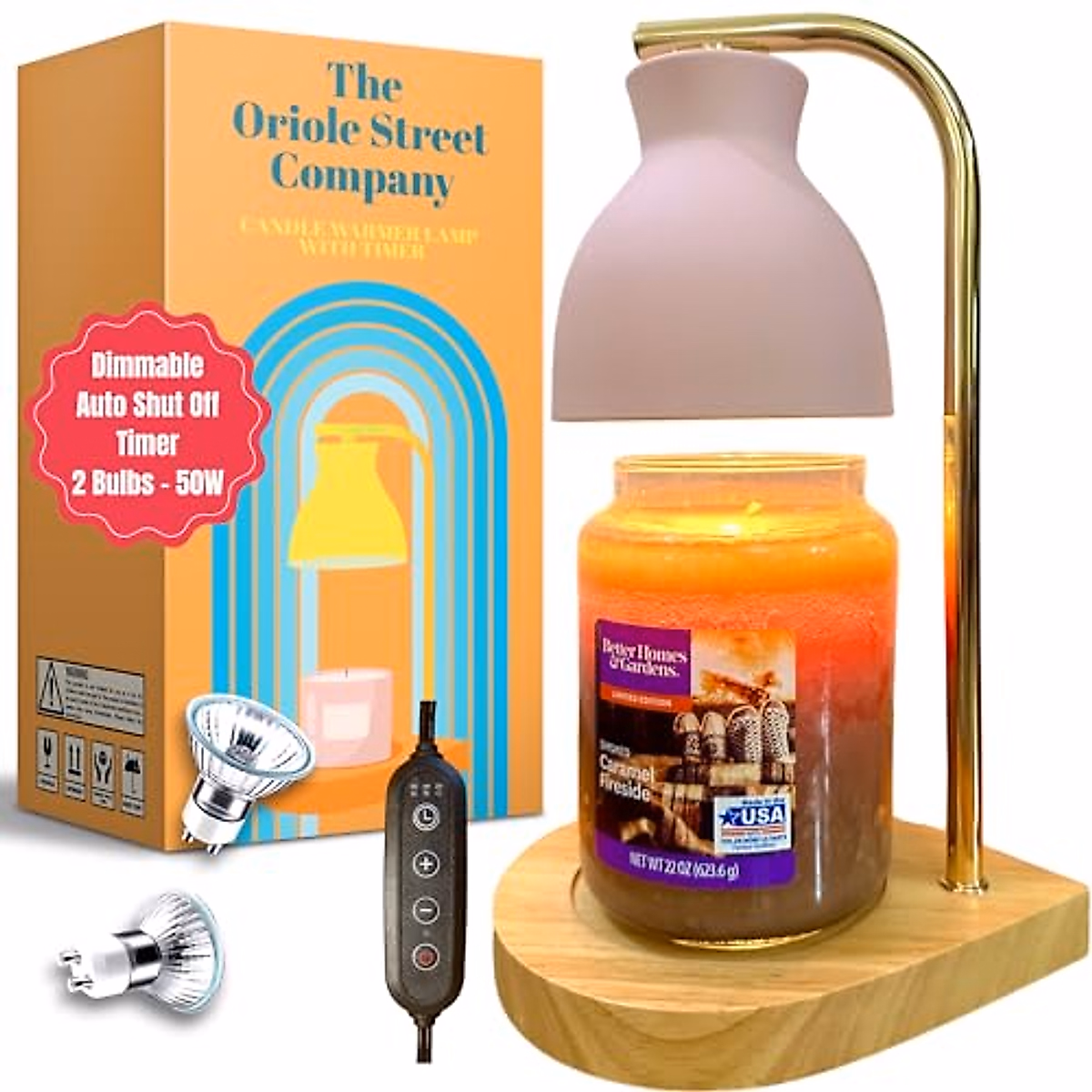 Pink Candle Warmer Lamp with Timer Dimmable Candle Lamp Warmer for Jar Candles with Auto Shut Off Timer, Top Lamp Candle Warmer Compatible with Large Yankee Candles Cute Electric Wax Melt Warmer