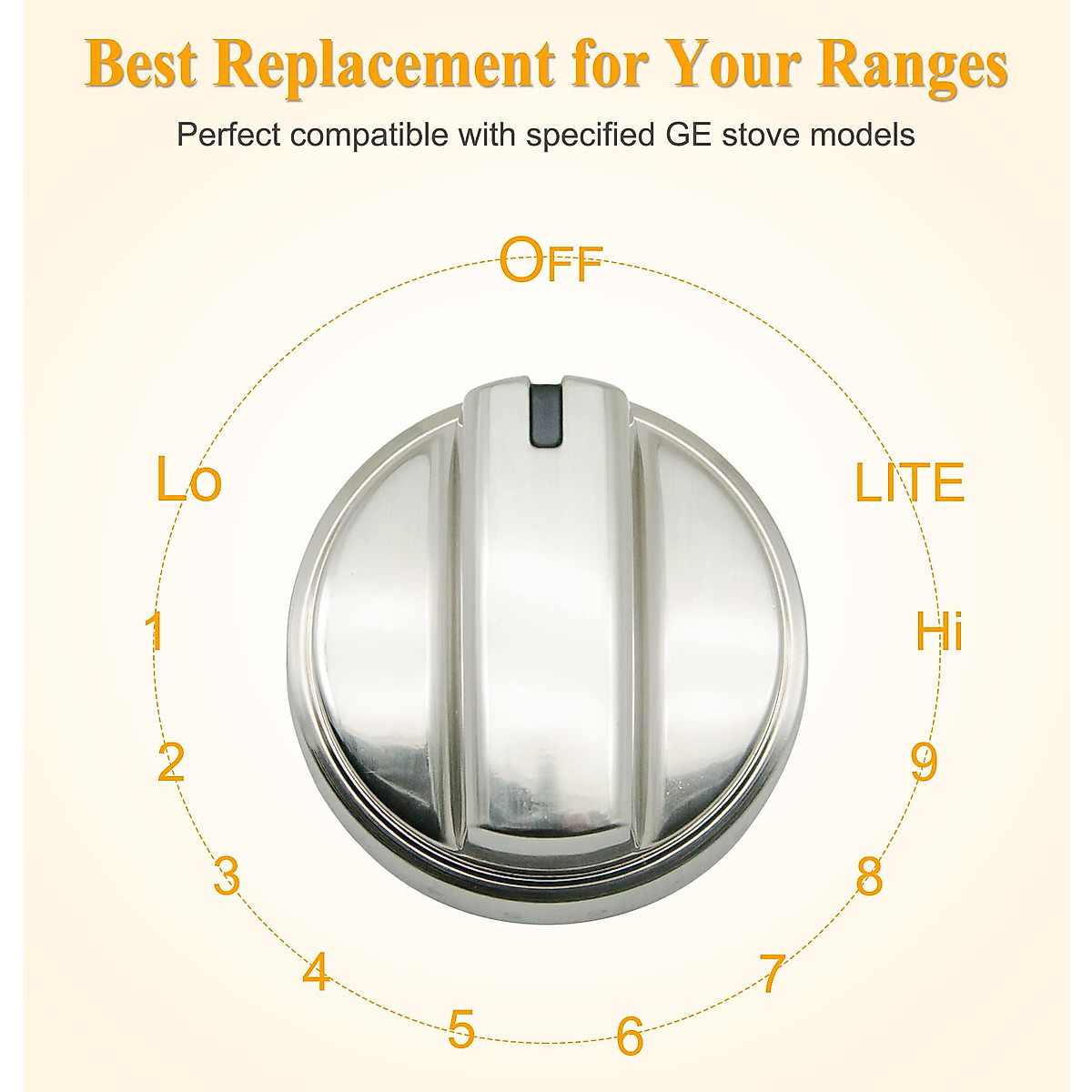 WB03X24818 GE Stove Knobs Replacement(5 Packs), Stainless Steel Colored Plastic Control Knob for General Electric Gas Range Oven, Replaces PS11729081 AP5989029 4363588(5-Year Warranty)