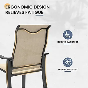 VONZOY Outdoor Patio Dining Chairs Set of 4, High Back Patio Chairs, All-Weather Textilene Outdoor Seating with Armrests for Lawn, Porch and Backyard (Brown)