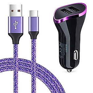 Type C Car Charger for Samsung Galaxy S23 A14 A04S A53 A13 A02S A12 A21 A10E A20 A32 A42 A50 A51 S22 S21 S20,LG Stylo 6 5 4 V60 K51 Velvet,Moto G Power G Stylus,Car Adapter+6ft Fast Charge USB C Cable