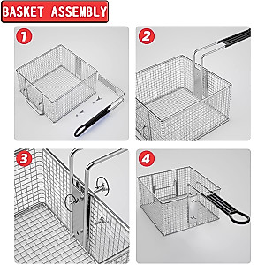 Iproods Electric Deep Fryer with Basket and Lid, Stainless Steel 10.5QT Kitchen Frying Machine for Commercial and Home, with Temperature and Timing Adjustable, 110V 1800W (10.5QT)