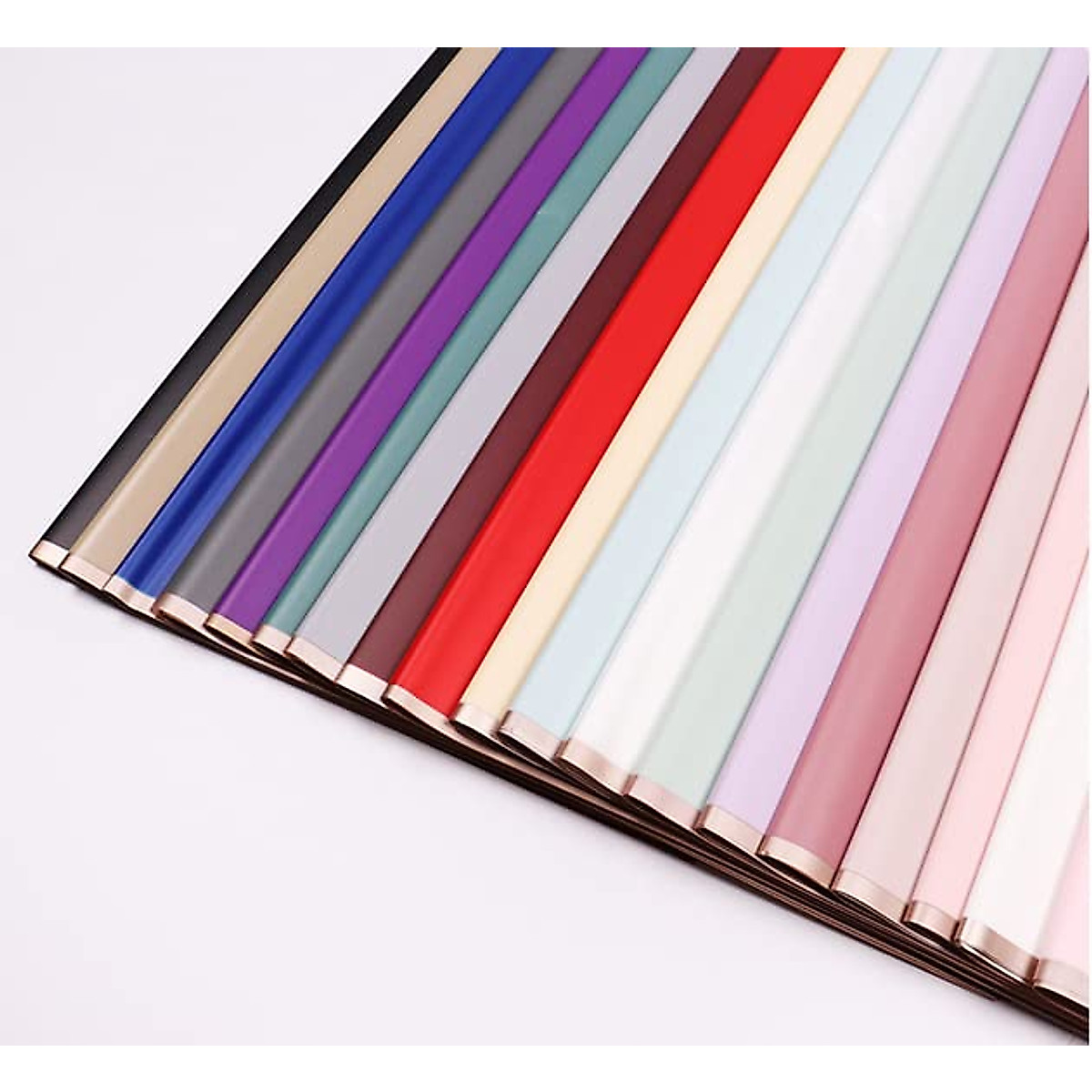 Leoyoubei 20 Sheets Flower Gift Wrapping Paper,Waterproof Gift Packaging or Gift Box Packaging,Can Be Packaged on Both Sides Paper Bundle,Florist Bouquet Wraps Material (Gold Edge-Khaki)