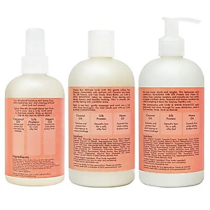 SheaMoisture Moisturize and Define Shampoo, Conditioner, and Curl and Shine Mist for Curly Hair Care Coconut and Hibiscus with Shea Butter and Coconut Oil