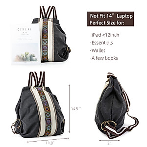 Goodhan WomCanvas Backpack Daypack Casual Shoulder Bag, Vintage Heavy-duty Anti-theft Travel Backpack(Grey Black)