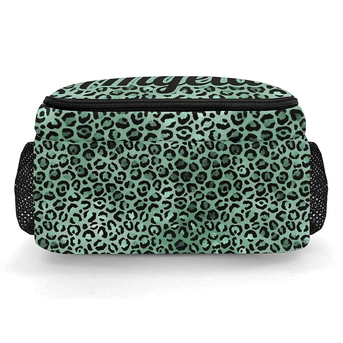 Anneunique Custom Cheerleader Backpack Custom Multifunctional Waterproof Laptop Bag for Travel Gift Leopard Print Green Cheer
