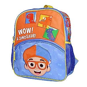 AI ACCESSORY INNOVATIONS Blippi Backpack Wow! A Dinosaur 14" Kids School Travel Backpack Bag For Toys w/Raised Character Designs