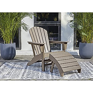 Signature Design by Ashley Outdoor Sundown Treasure Patio HDPE Ottoman, Grayish Brown