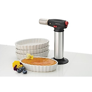 BonJour Chef's Tools Butane Crème Brûlée Torch and Porcelain Ramekin Set, 5-Piece, Stainless Steel, One Size - 53489
