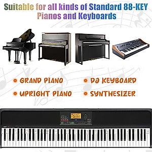 Removable Piano Keyboard Note Labels, 2 in 1 Silicone Piano Keyboard Stickers for Beginners Kids Learning, Full Size Keyboard 88 Keys, Double Staff Display Comes with Box