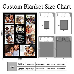 Lcyawer Customized Mother's Day Birthday Gifts, Custom Blanket with Photo, Personalized Blanket with Picture Collage, Unique Gifts for Mom from Daughter Son Husband, Valentines Day