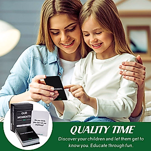OUR MOMENTS Kids: 100 Conversation Starter Cards for Families and Kids - Relationship Building - Car Travel, Road Trip & Card Game for Healthy Loving Family - Questions for Family Activities