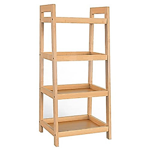 Purbambo 4 Tier Bamboo Ladder Shelf, Book Shelf Bookcase, Multifunctional Floor Freestanding Storage Rack, Plants Display Stand for Bathroom, Kitchen, Living Room