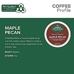 Green Mountain Coffee Roasters Maple Pecan, Single-Serve Keurig K-Cup Pods, Flavored Light Roast Coffee, 24 Count (Pack of 4)