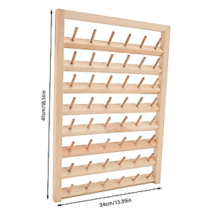 Thread Holder 48 Spools Thread Rack Wall Mounted Wooden Thread Holder, DIY Embroidery Spool Thread Organizer for Household Sewing, 13.4 x 16.1in Thread Rack with Hanging Hook
