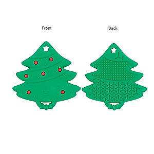 Nuby All Silicone Holiday Tree & Gingerbread Man Cookie Teether – 2 Pack, 3+ Months