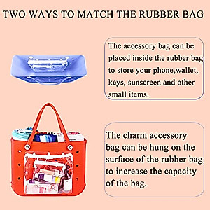 Genovega 3 Packs Clear Inner Bags for Boag Bag Rubber Beach Tote Bag, Hole Insert Bag Organizer Storage, Waterproof Zipper Pouch for Women Cruise Trip Pool Swim Essentials Stuff Travel Vacation Necessities