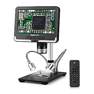 7 inch LCD Digital USB Microscope Angle Adjustable with Remote Control,Koolertron 12MP 1920x1080 30fps Video Recorder Image Flip/Reverse Color/Black & White for Circuit Board Repair Soldering PCB Coin