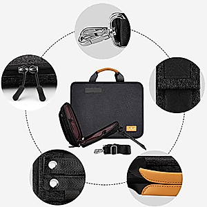 Laptop Case 15.6 Inch Briefcase Military-Grade Protection with Detachable Belt Bag, Compatible All Model of 15-16 Inch MacBook Pro and Most Popular 15.6 Inch Notebooks Chromebooks (Black)