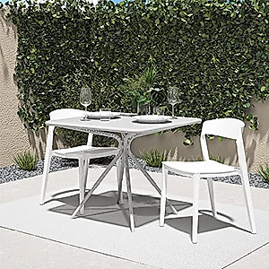 COSCO Outdoor/Indoor Stacking Resin Chair with Ribbon Back, 2-Pack, White