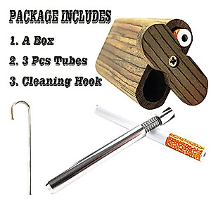 Portable Wooden Box, Natural Wood Grain Rotating Design with 4 Accessories