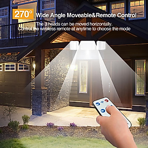 OOTDAY Solar Lights Outdoor, 224 LED Motion Sensor Security Lights, 3 Modes Solar Wall Lights, 3 Heads Security Flood Lights with Remote Control, IP65 Waterproof, for Outside Garden Patio Yard