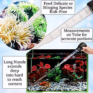 SunGrow Squirt Feeder, 17.7” Coral Feeder with Extension Tube, Dosage Tool for Target Feeding for Delicate Species, 1 Piece