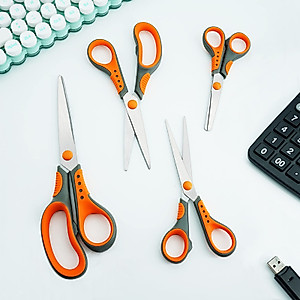 Oiijiok Scissors, Multi-Purpose Office Scissors, Comfortable Grip Household Scissors, Sturdy Sharp Craft Supplies in a Pack of 4 for Office, Home, School, Scissors for High School Teachers