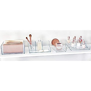 iDesign 42870 Clarity BPA-Free Plastic Divided Wide Makeup Palette Organizer, 8.1" x 8.1" x 3.7"