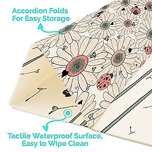 JumpOff Jo - Large Waterproof Foam Padded Play Mat for Infants, Babies, Toddlers, Play Pens & Tummy Time, Foldable Activity Mat, 70 in. x 59 in. - Daisy Bug