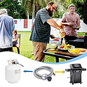 JEASOM 6 Feet Propane Regulator and Hose Universal Grill Regulator Replacement with Stainless Steel Braided Hose Replacement for LP Gas Grill, Heater and Fire Pit Table