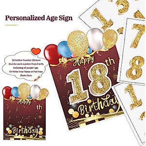 HOMENOTE 18Pcs Happy Birthday Yard Signs with Stakes, 2 x 5m LED Lights and Personalized Signs, 16” Large Size - Birthday Letters Signs for Yard Lawn Outdoor Birthday Decoration Party Supplies