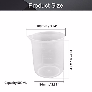 Othmro 3-Pack 500mL Laboratory Slide Spout Water Liquid Volume Measuring Beaker Clear