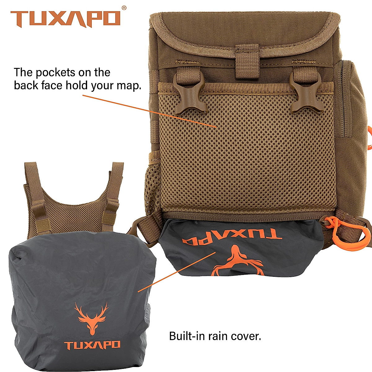 Tuxapo Binocular Harness Chest Pack with Rangefinder Pouch Bino Case for Hunting Hiking Shooting