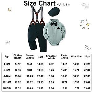 WESIDOM Baby Boy Clothes 0-18M Newborn Infant Gentleman Outfit, Shirt+Bowtie+Beret+Suspender Pant Baby boy Suit Clothing Set