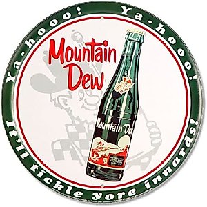Mountain Dew Bottle 12" Round Metal Sign