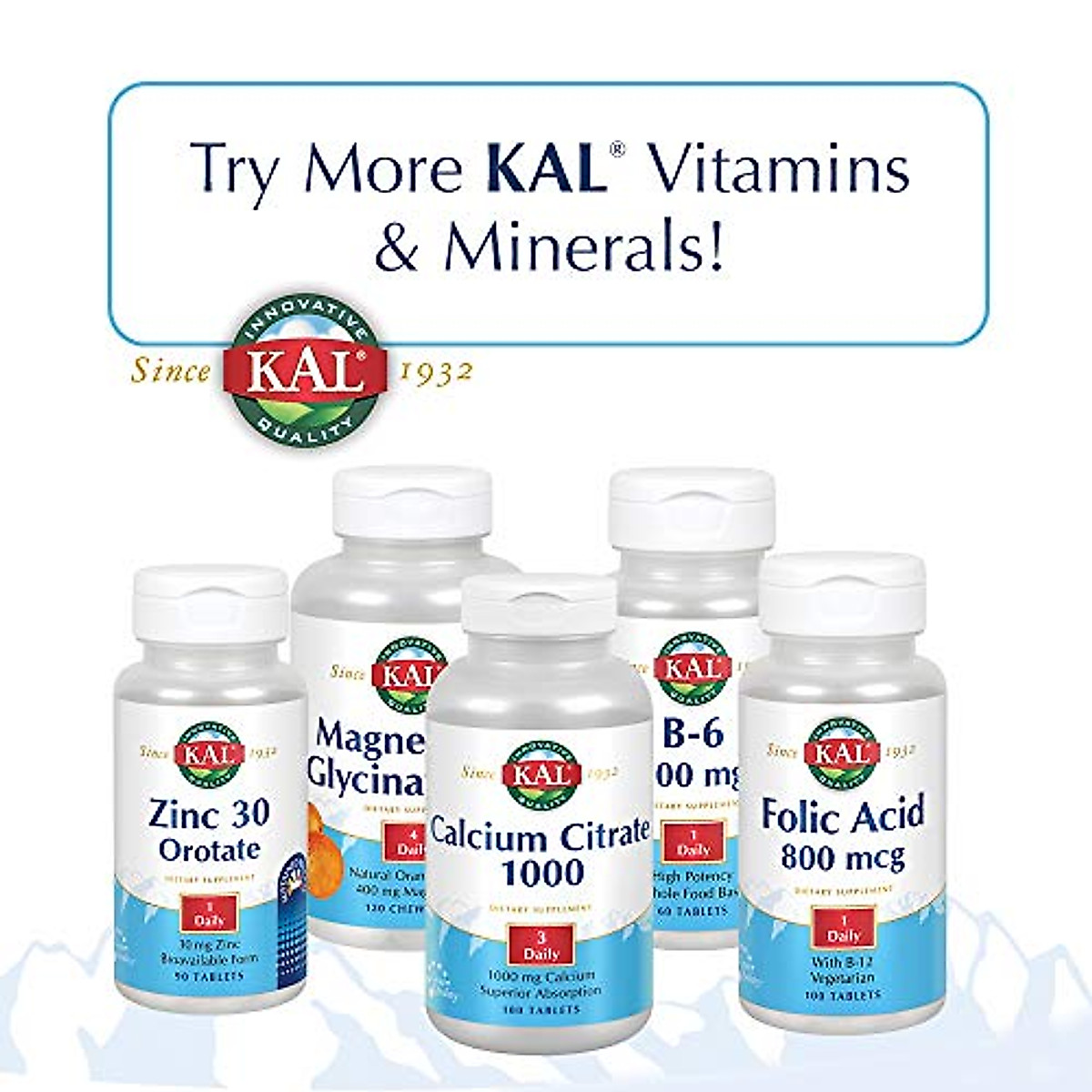 KAL Cal/Mag/Zinc | 1000mg Calcium, 400mg Magnesium & 15mg Zinc | Bone, Muscle, Heart & Immune Support | 250ct, 83 Serv.