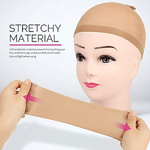 Fandamei 4 pieces Light Brown Stocking Wig Caps Stretchy Nylon Wig Caps for Women