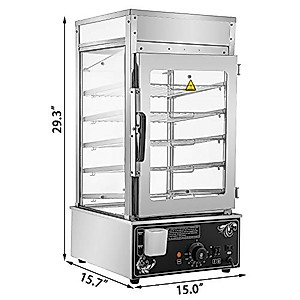VEVOR 110V Commercial Bun Steamer, 5-Layer Restaurant Bun Warmer, Electric Food Steamer with 11.8x11.8-Inch Racks, 30-110℃/86-230℉ Bun Bread Steamer Machine, 900W Hot Dog Steamer Warmer, for Buffet