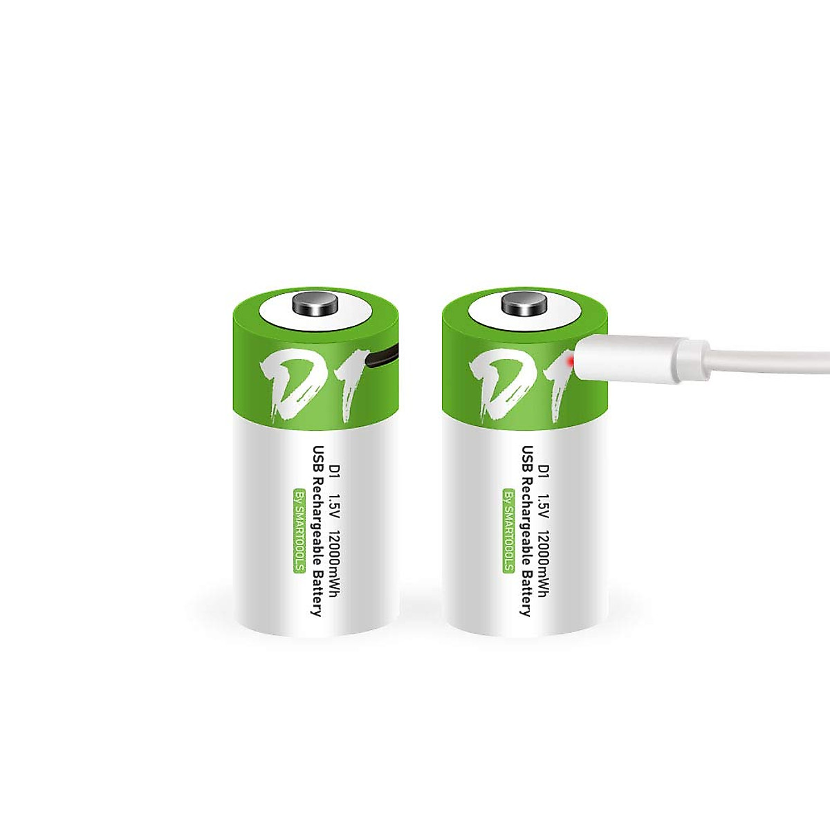 Lankoo USB D Lithium ion Rechargeable Battery, High Capacity 1.5V 12000mWh Rechargeable D Battery, 4 H Fast Charge, 1200 Cycle with Type C Port Cable, Constant Output,2-Pack