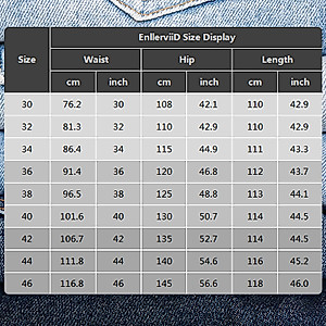 EnllerviiD Men's Relaxed Fit Classic Jeans - Loose Fashion Baggy Comfort Plain Hip Hop Denim Pants 022-34