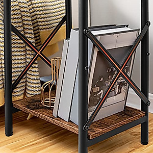 MAHANCRIS Small Side Table, 2-Tier Narrow End Table with Storage, X-Shaped Narrow Nightstand, Bedside Table for Small Spaces, Steel Frame, Living Room, Bedroom, Easy Assembly, Rustic Brown ETHR2801Z