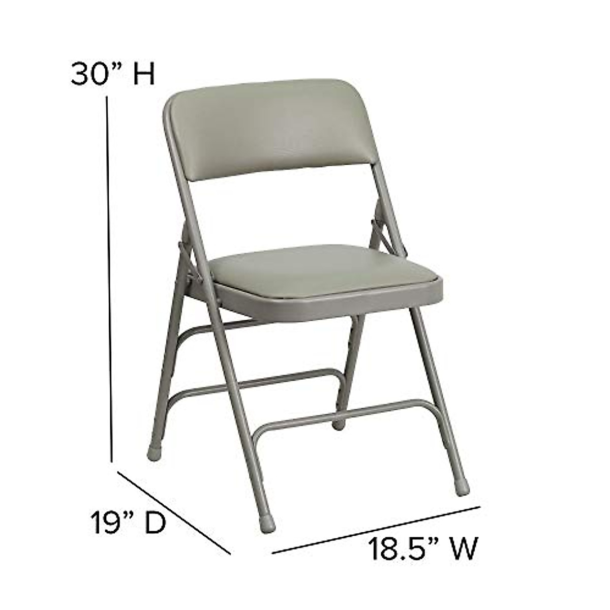 Flash Furniture 4 Pack HERCULES Series Curved Triple Braced & Double Hinged Gray Vinyl Metal Folding Chair