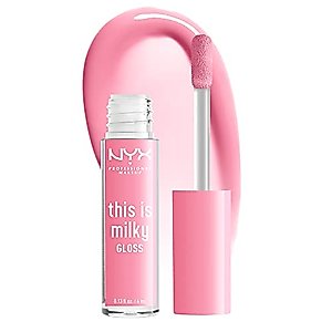 NYX PROFESSIONAL MAKEUP This Is Milky Gloss, Vegan Lip Gloss, 12 Hour Hydration - Milk It Pink (Sheer Baby Pink)