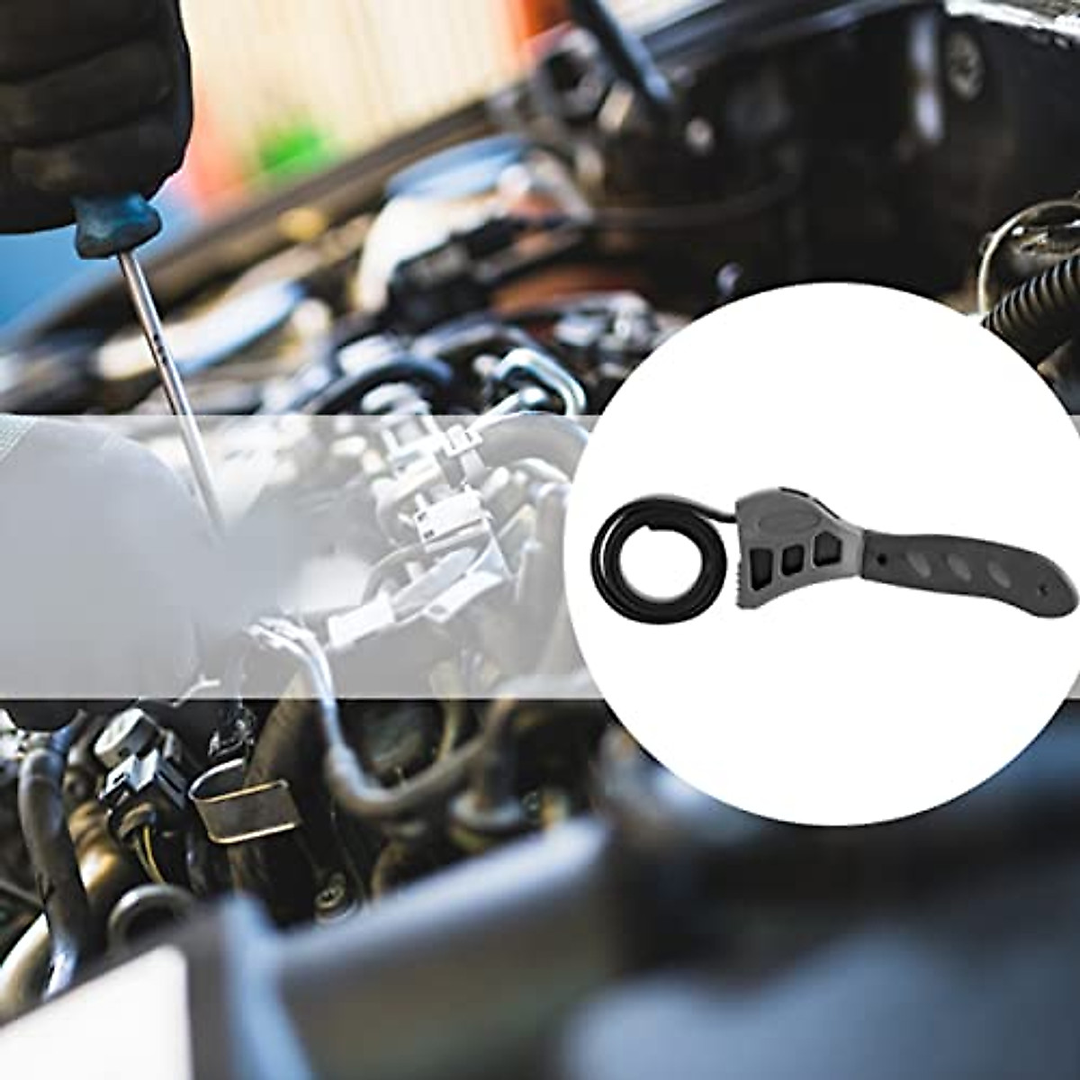 Pssopp Strap Wrench, Universal Rubber Jar Lid Opener for Mechanics for Home Kitchen