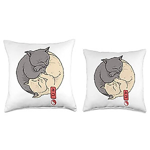 Vincent Trinidad Art Yin Yang Cats Throw Pillow, 16x16, Multicolor