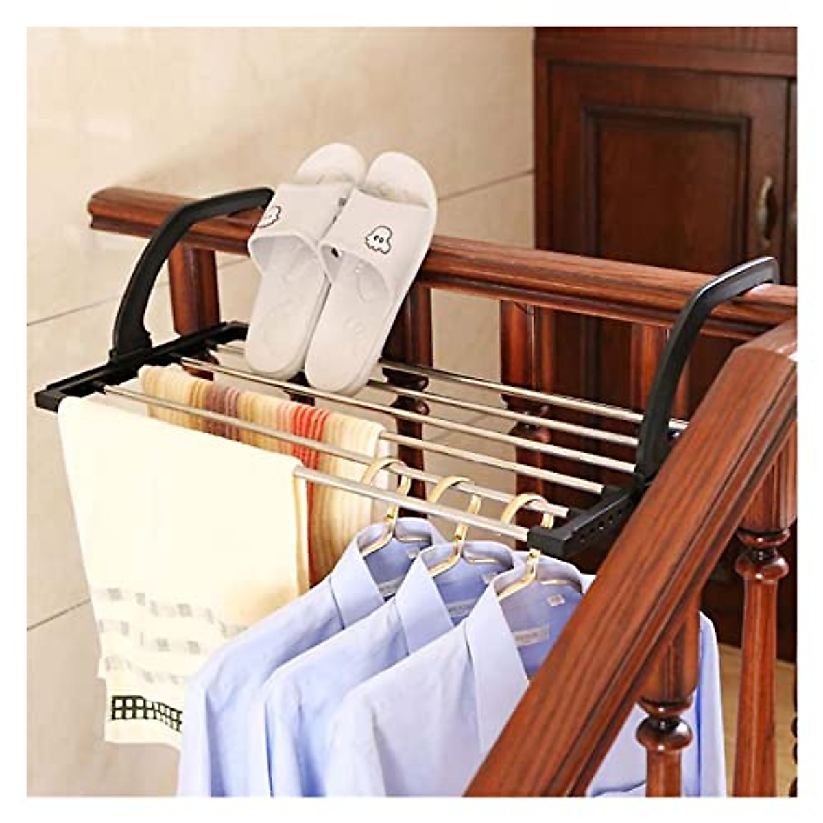 KRAZI Folding Shoes Towel Radiator Towel Clothes Folding Pole Airer Dryer Drying Rack 5 Rail Bar Holder Home Decoration Accessories
